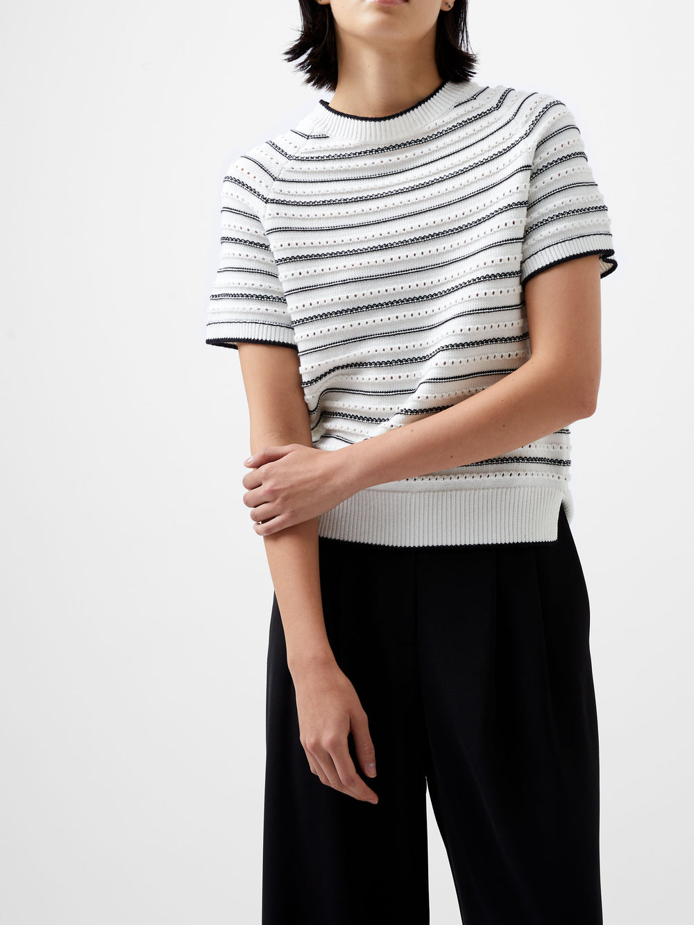 Oskie Short Sleeve Jumper Winter White/Moonles | French Connection UK