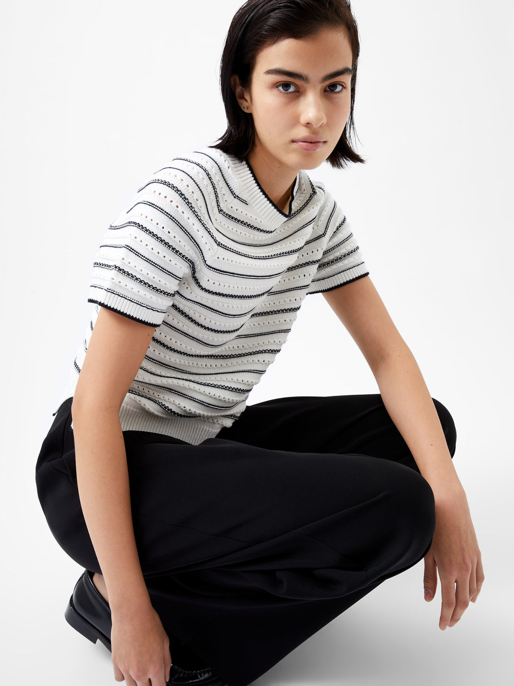 Oskie Short Sleeve Jumper Winter White/Moonles | French Connection UK