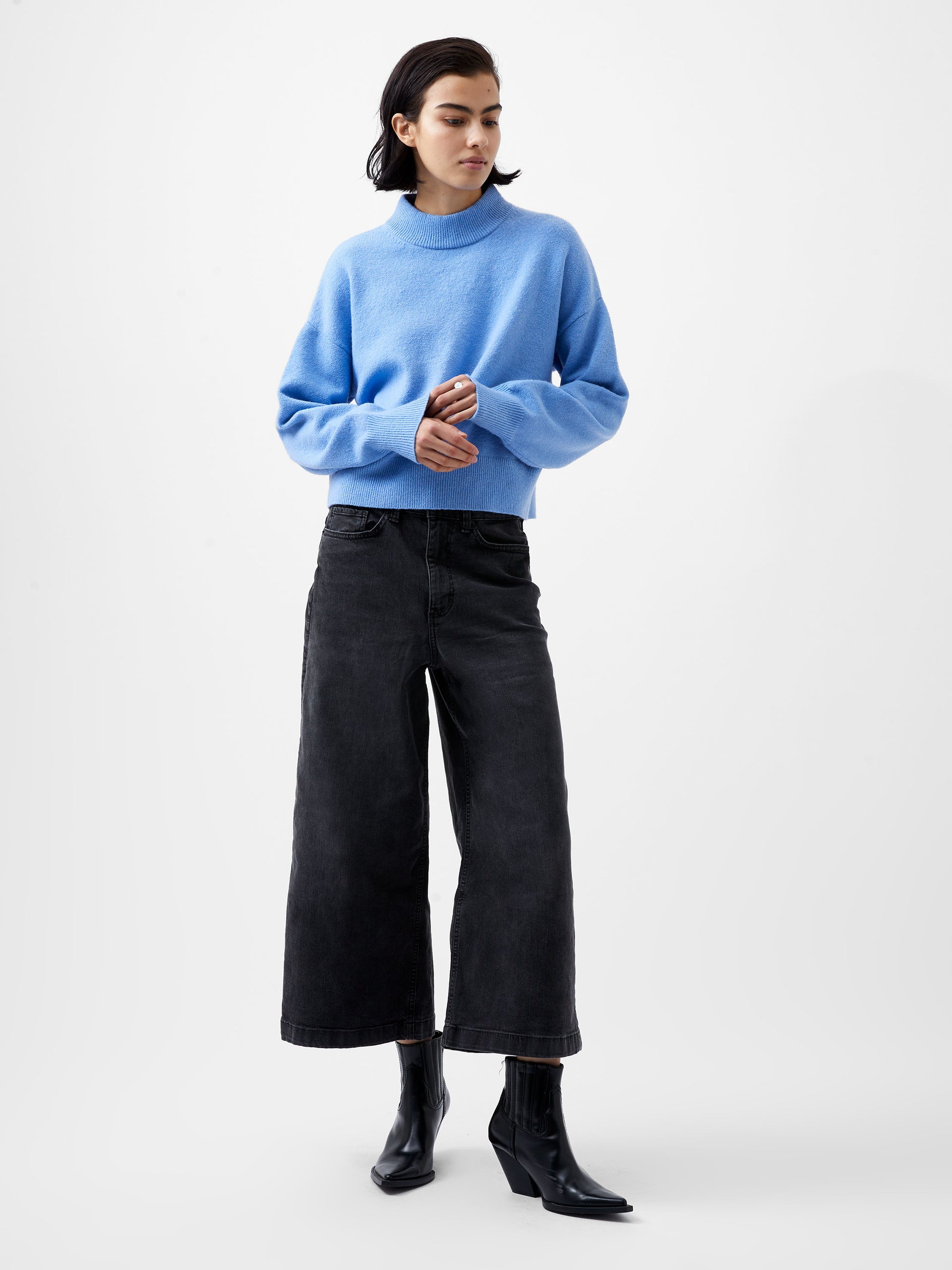 Vhari Recycled Grown On Neck Jumper Dusted Blue | French Connection UK