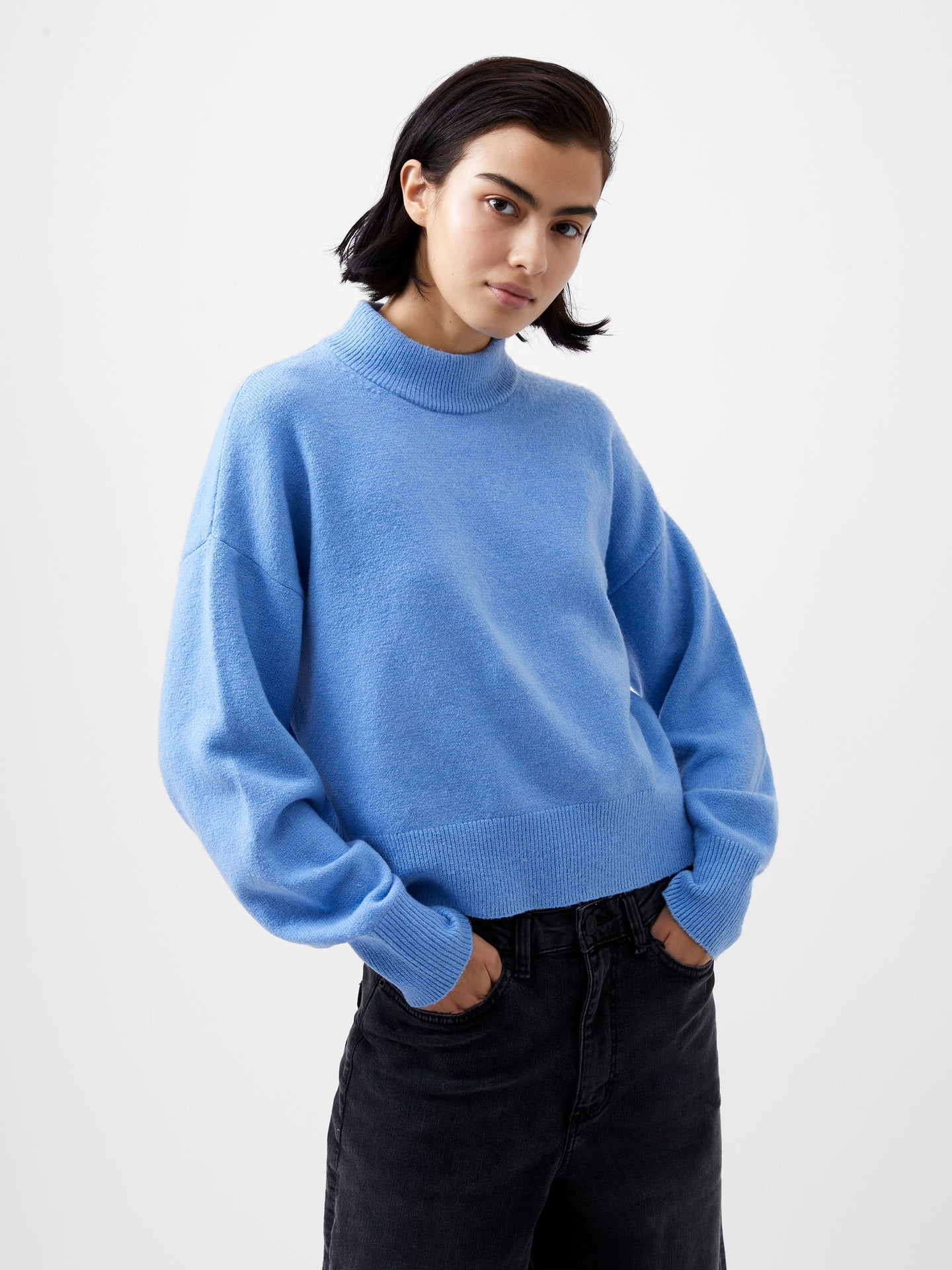 Vhari Recycled Grown On Neck Jumper Dusted Blue | French Connection UK