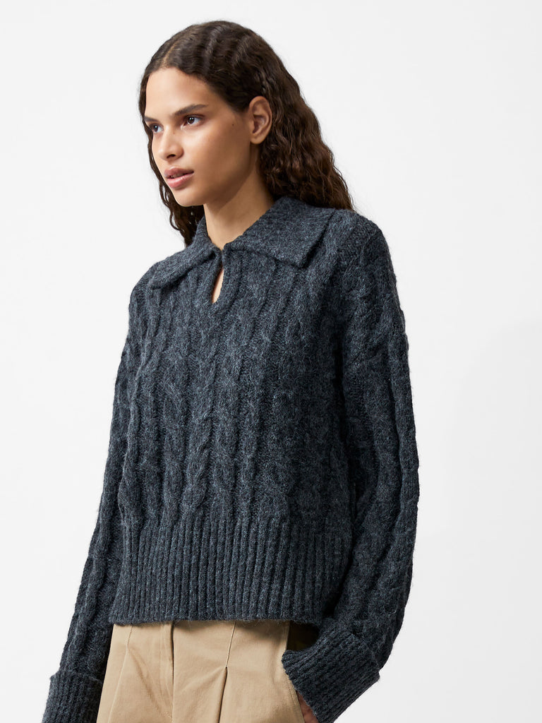 Kyla Sparkle Long Sleeve Jumper Charcoal Mel | French Connection UK