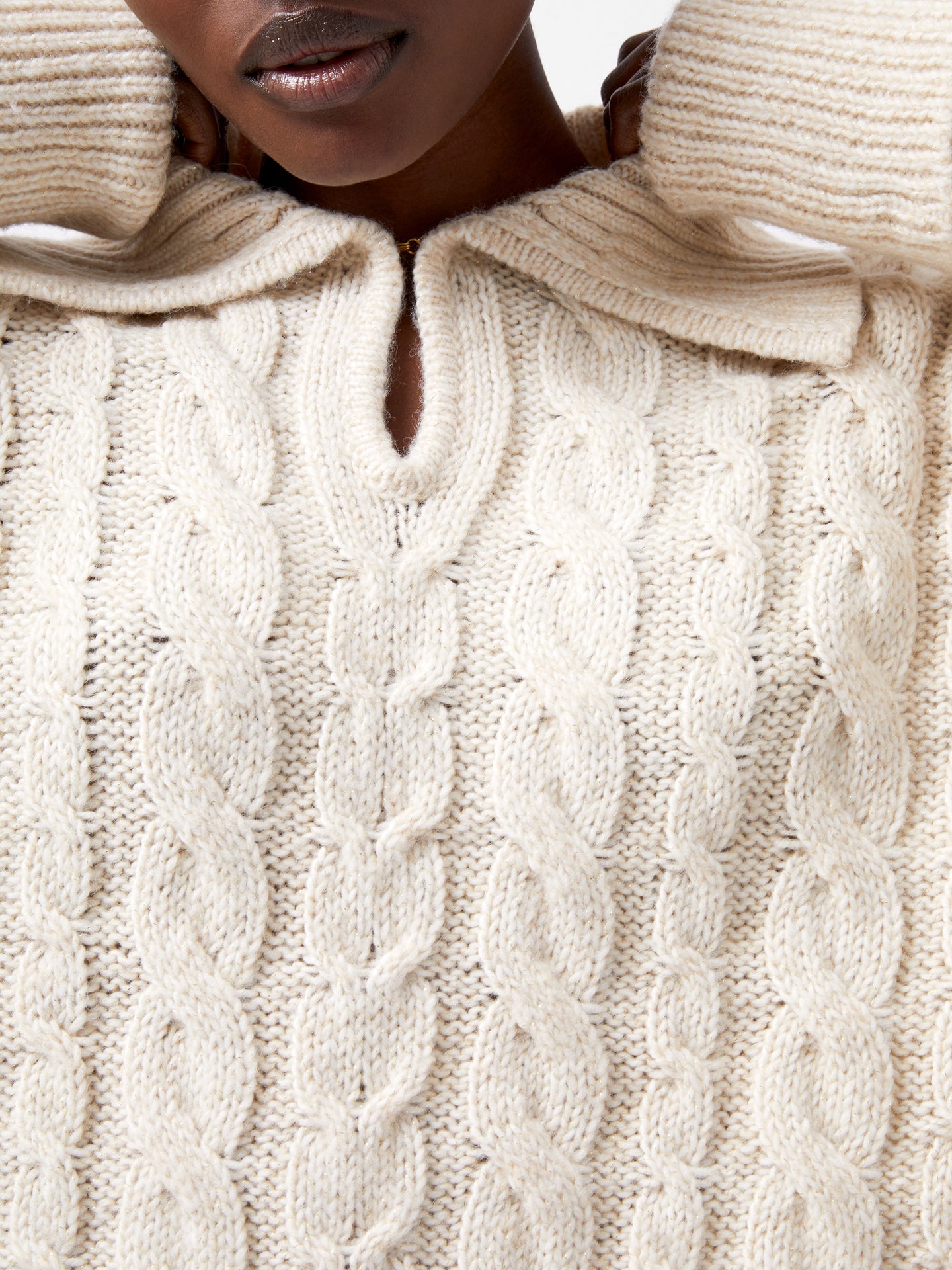 Kyla Sparkle Long Sleeve Jumper Porcelain Cream | French Connection UK