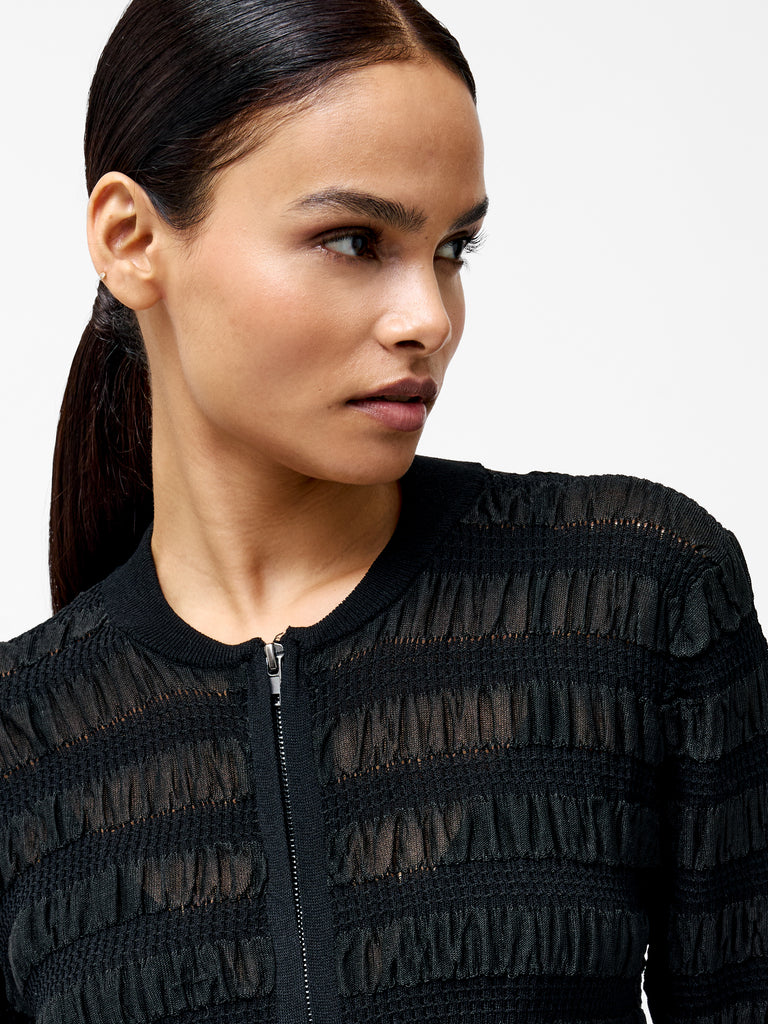 Melba Textured Long Sleeve Cardigan Black | French Connection UK