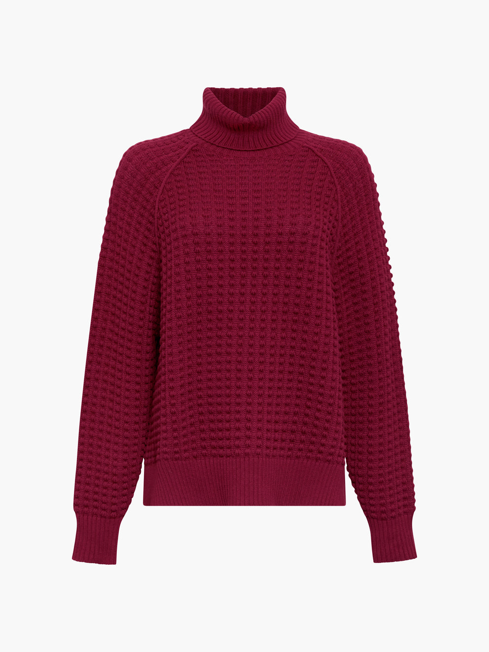 Keya Popcorn Knit Rollneck Jumper Bordeaux Red | French Connection UK