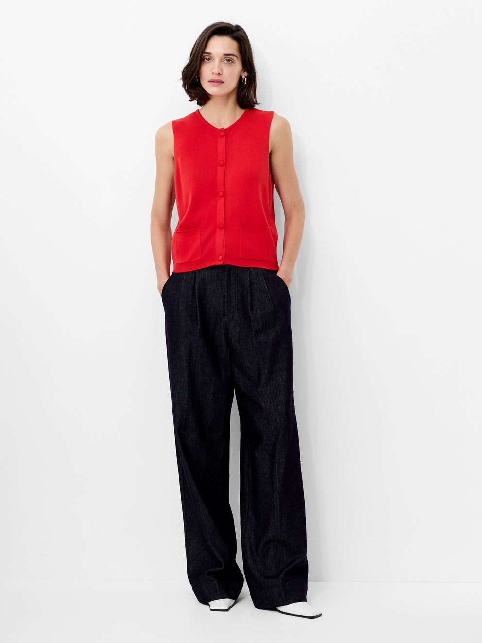 Cosysoft Knit Vest Mars Red | French Connection UK
