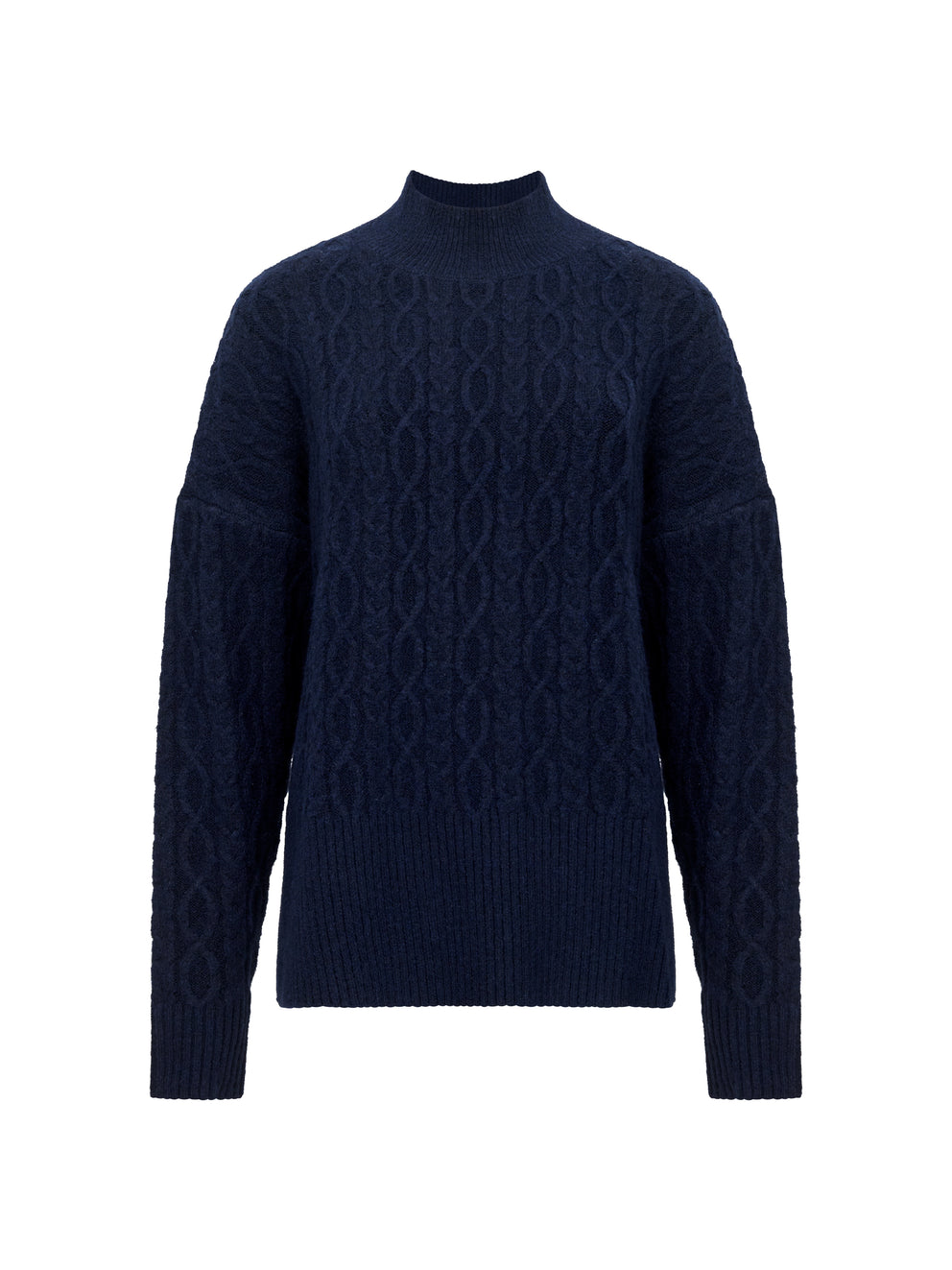 Tina Cable Knit Side Split Jumper Navy Blue | French Connection UK