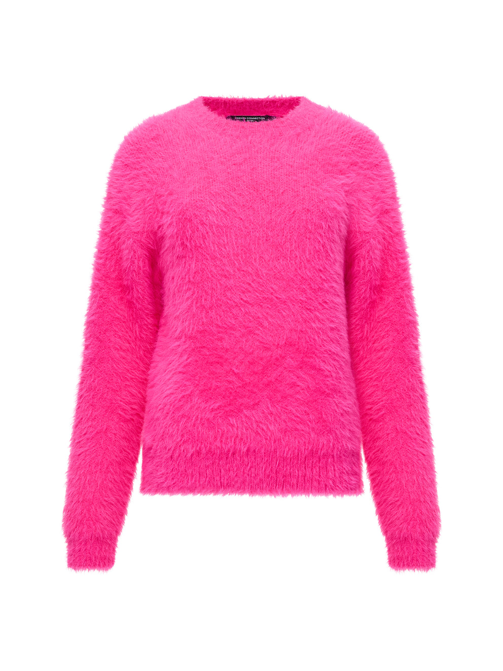 Lucile Mock Neck Fluffy Knit Jumper Fluro Pink | French Connection UK