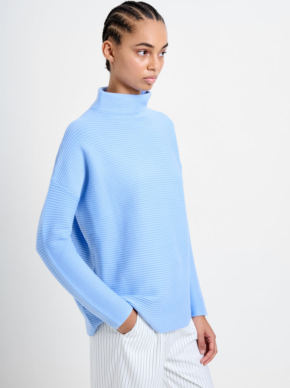 Babysoft Ribbed Mock Neck Jumper Dusted Blue | French Connection UK