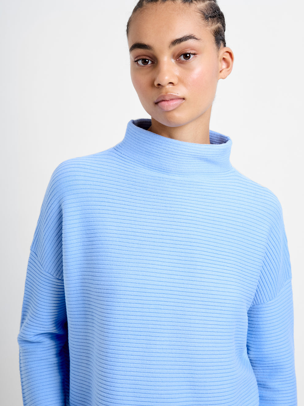 Babysoft Ribbed Mock Neck Jumper Dusted Blue | French Connection UK