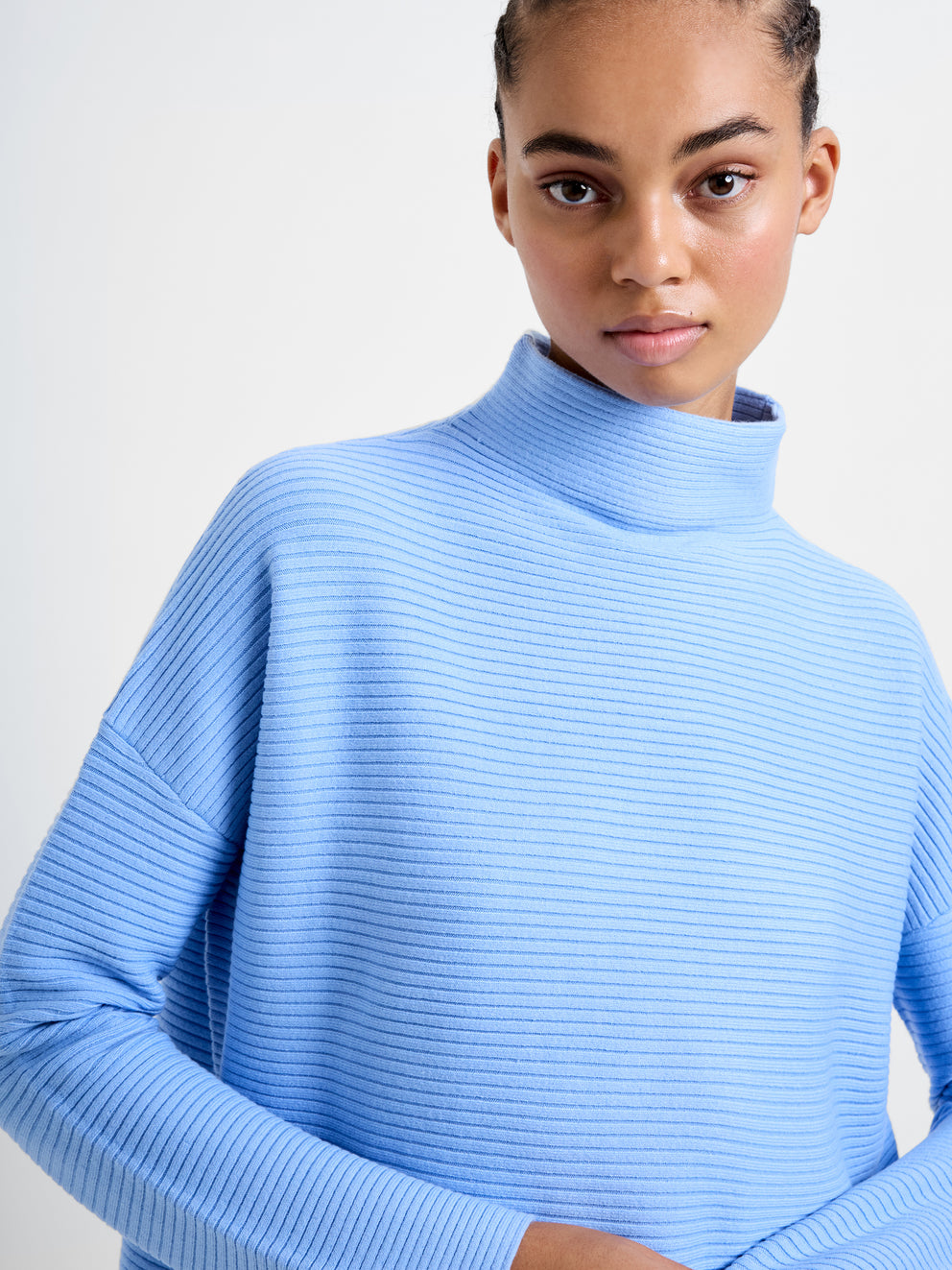 Babysoft Ribbed Mock Neck Jumper Dusted Blue | French Connection UK
