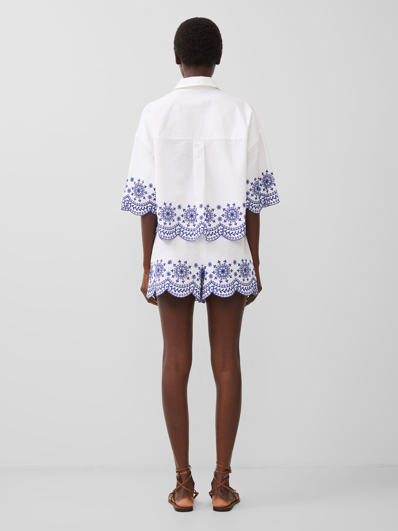 Alissa Cotton Embroidered Shorts Linen White | French Connection UK