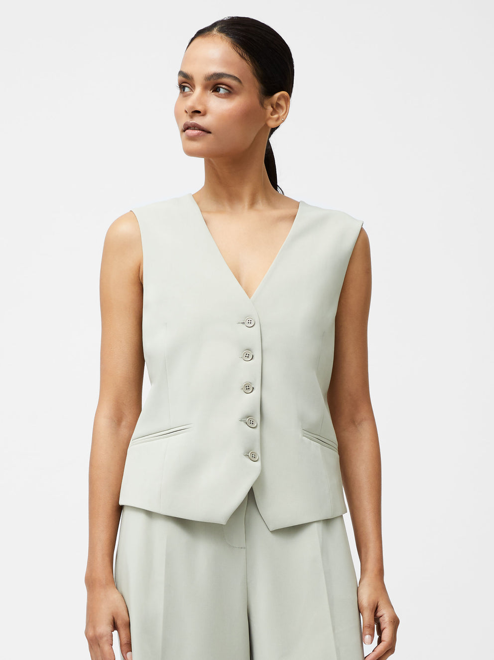 Angie Tailored Waistcoat Pistachio Green | French Connection UK