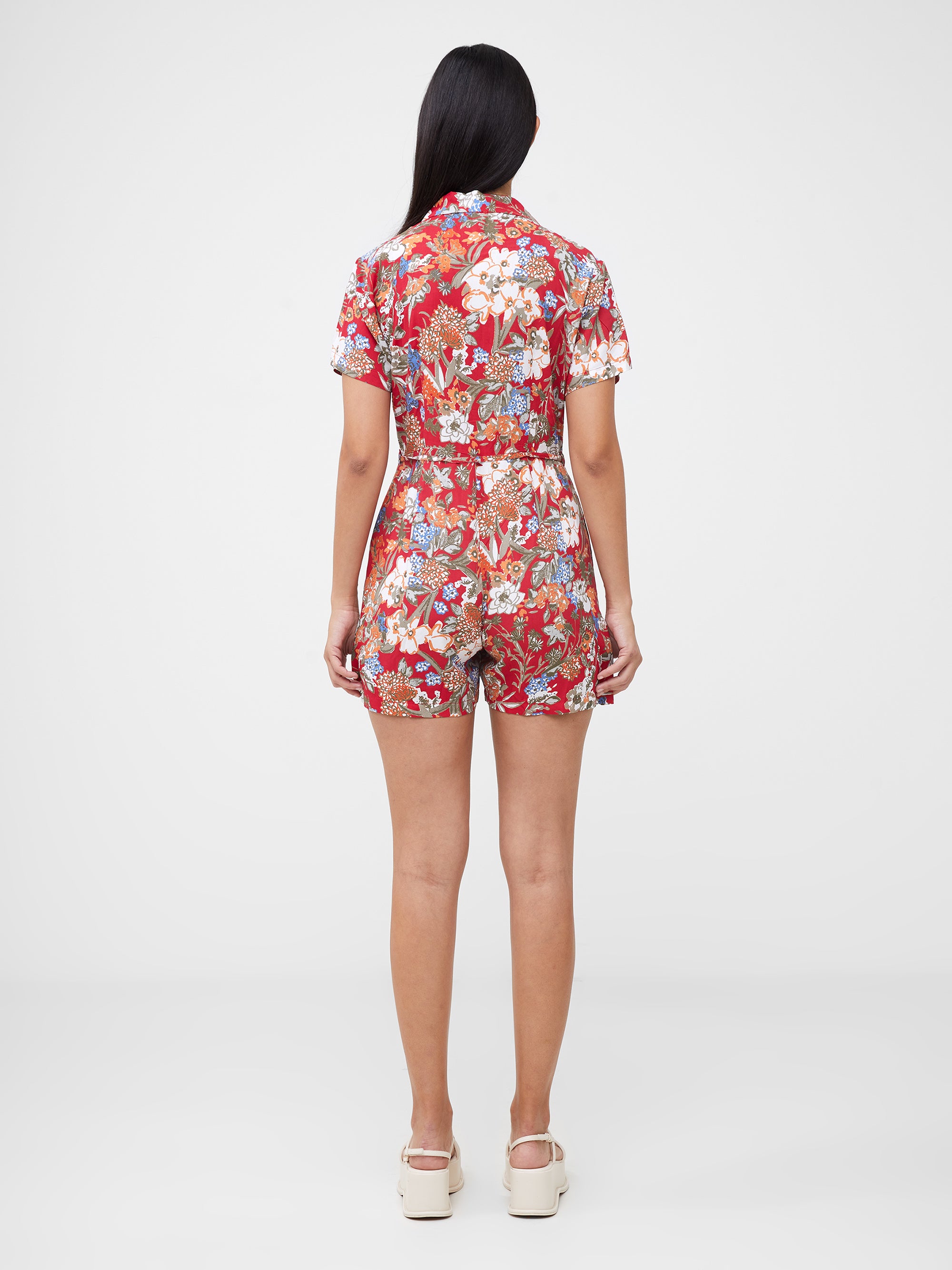 Rever Print Playsuit Poppy Red | French Connection UK