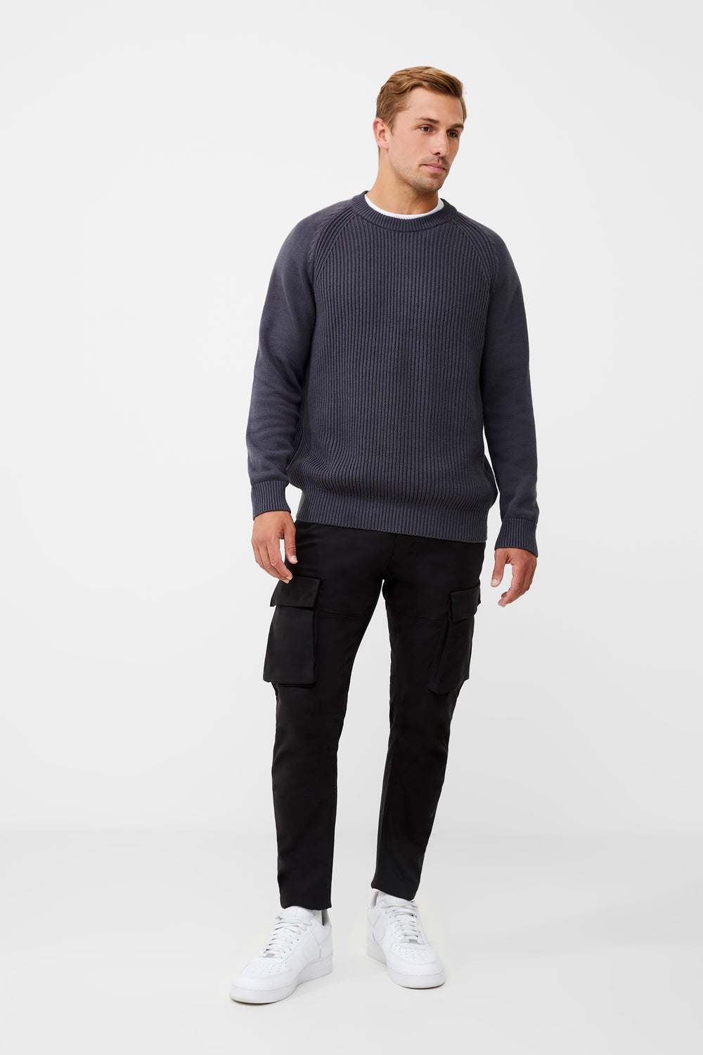 Ribbed Raglan Jumper Forged Iron | French Connection UK
