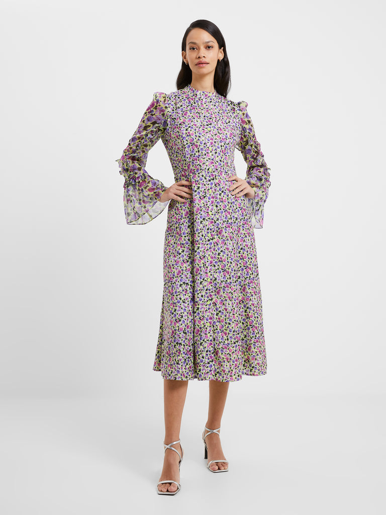 Alezzia Ely Jacquard Mix Dress Sharp Green | French Connection UK