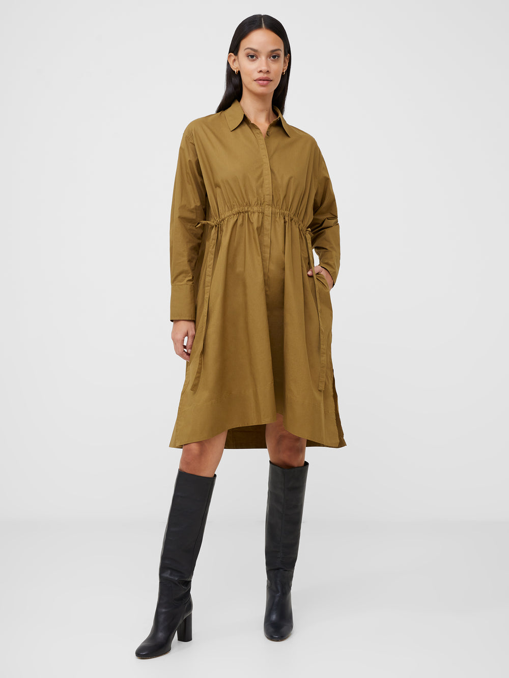 Rhodes Poplin Shirt Dress Nutria | French Connection UK