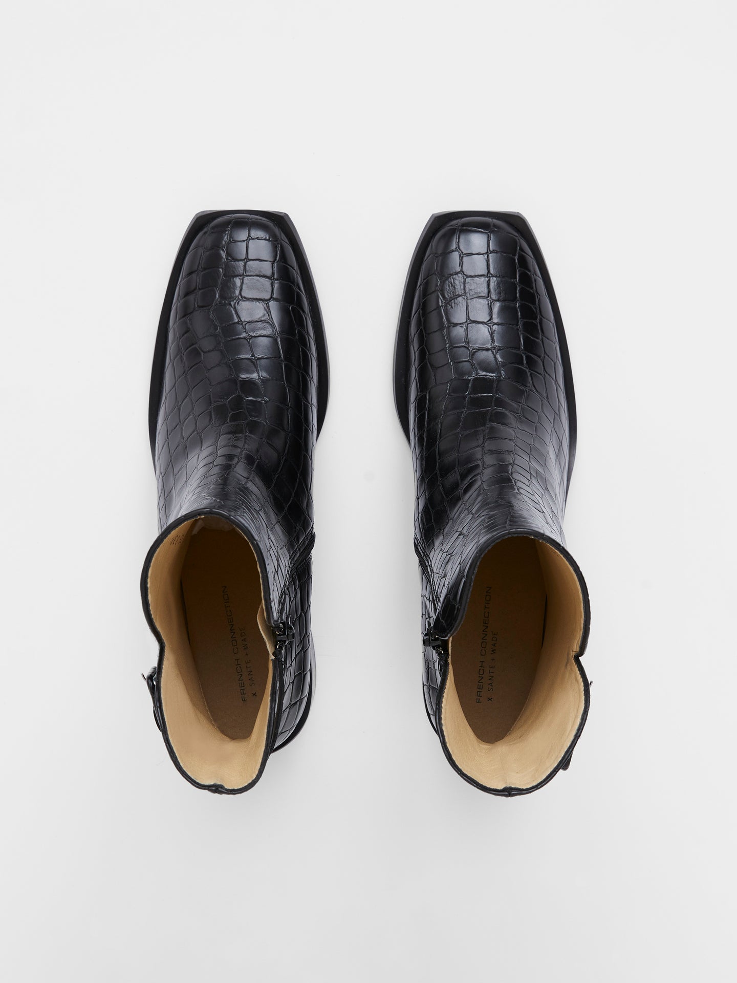 Connic Croc Ankle Boots Black Croc | French Connection UK