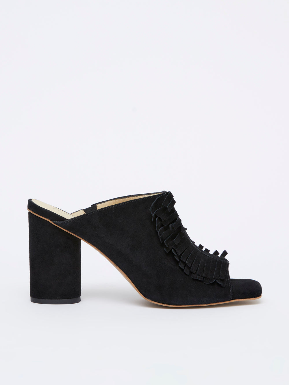 Flora Fringed Mules Black | French Connection UK