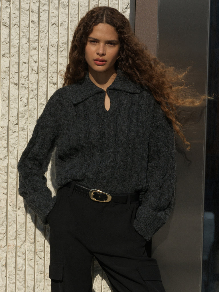 Kyla Sparkle Long Sleeve Jumper Charcoal Mel | French Connection UK