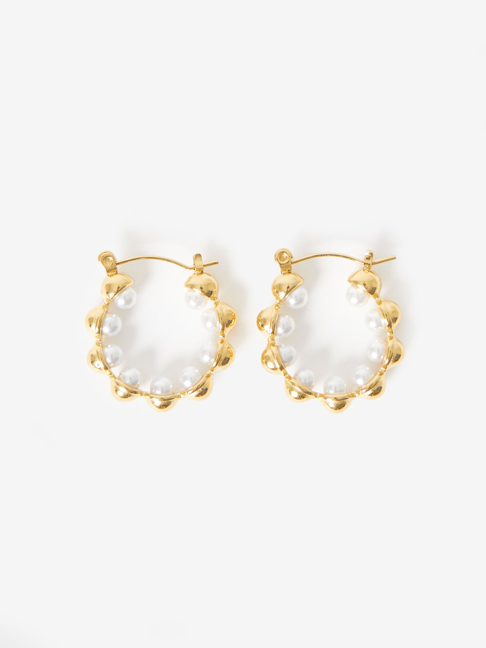 Pearl Ball Hoop Earrings White/Gold | French Connection UK