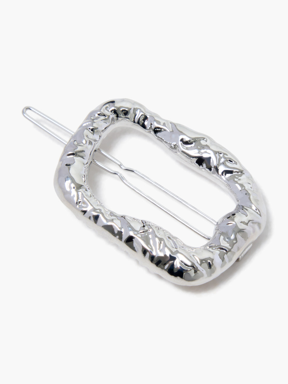 Molten Metal Square Barrette Hair Clip Rhodium Silver | French ...