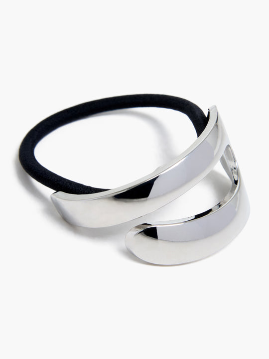 Open Metal Curve Hair Tie Bobble Rhodium Silver | French Connection UK