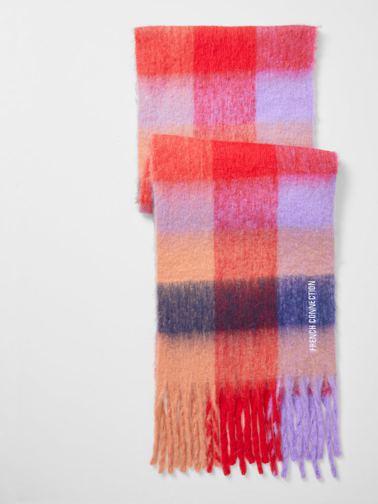 Super Soft Check Scarf Multi Red | French Connection UK