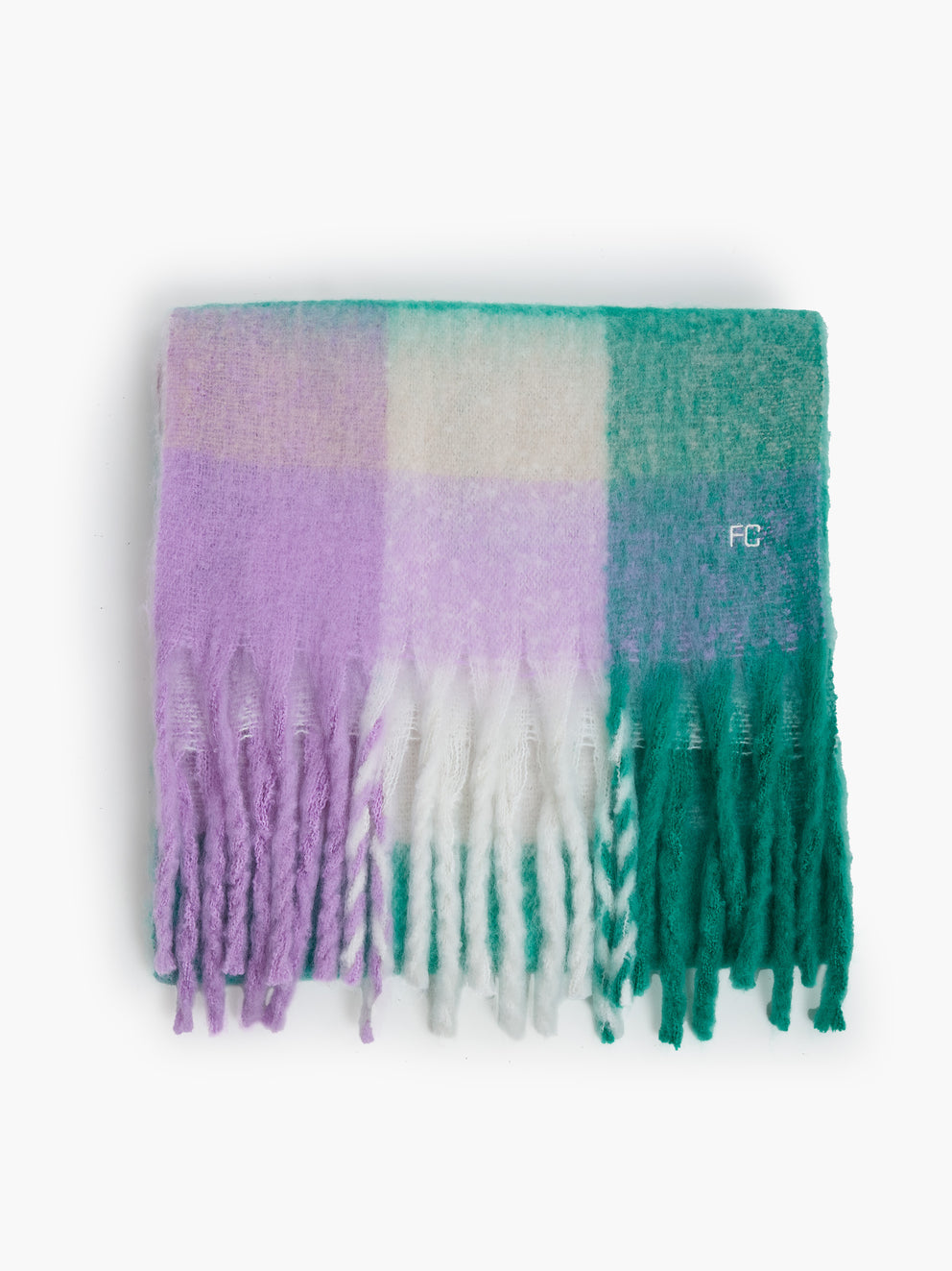 Fluffy Check Scarf Multi Green | French Connection UK
