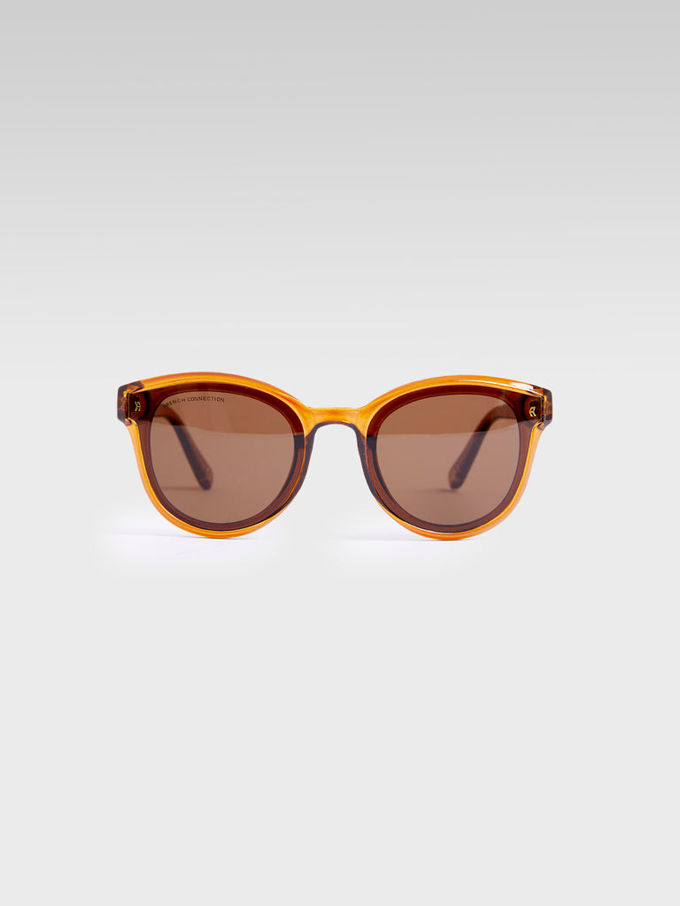 Round Sunglasses Tan | French Connection UK
