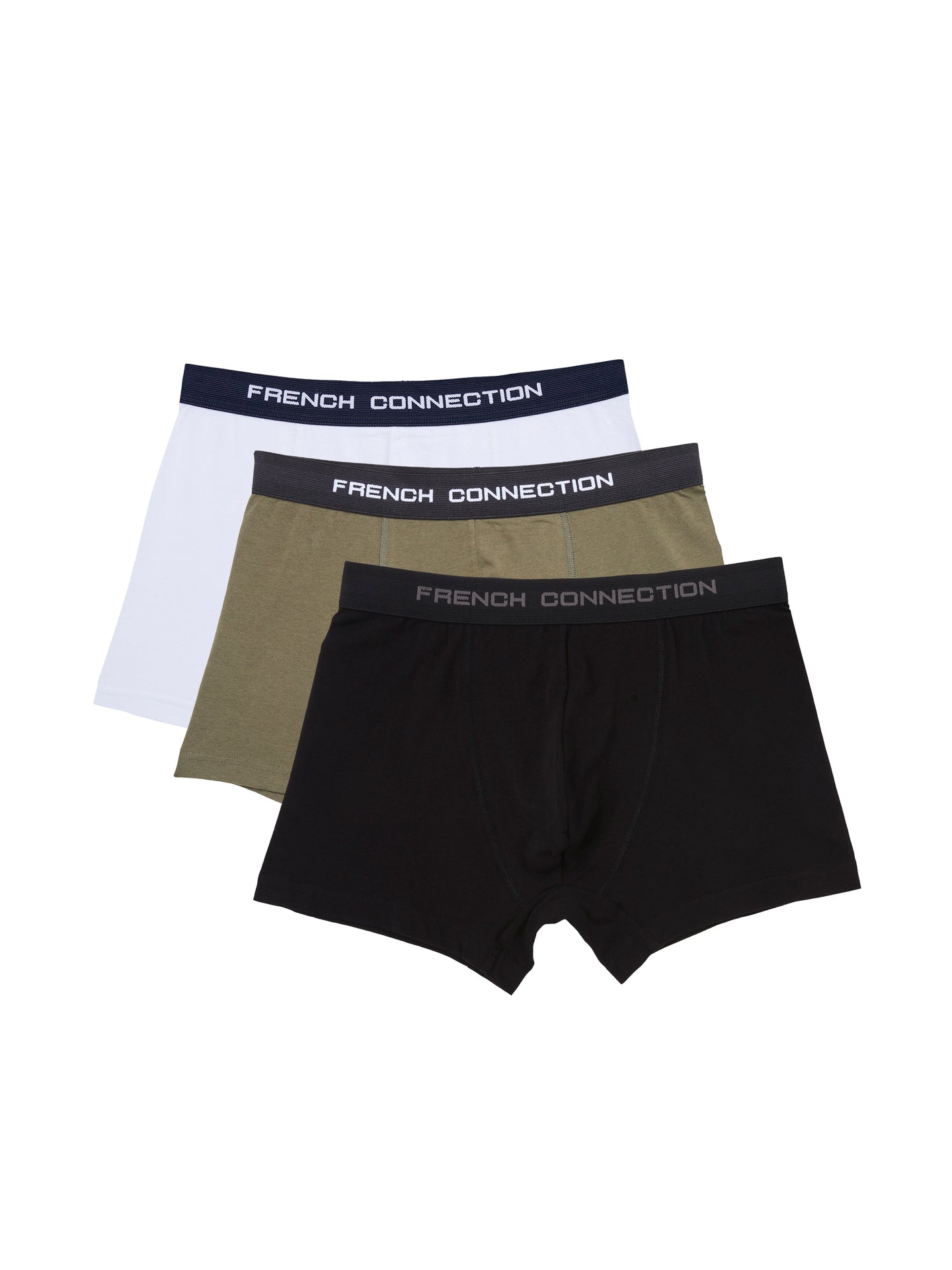 3 Pack French Connection Boxers White/Olive Green/Black | French ...