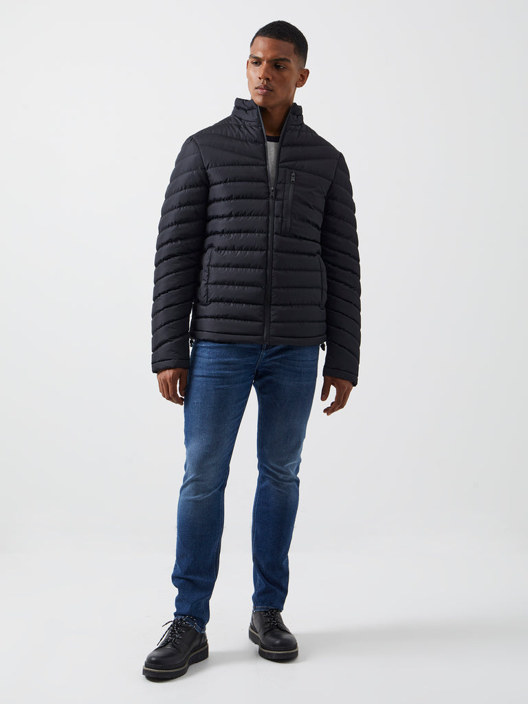 Row Funnel Neck Puffer Jacket Black | French Connection UK