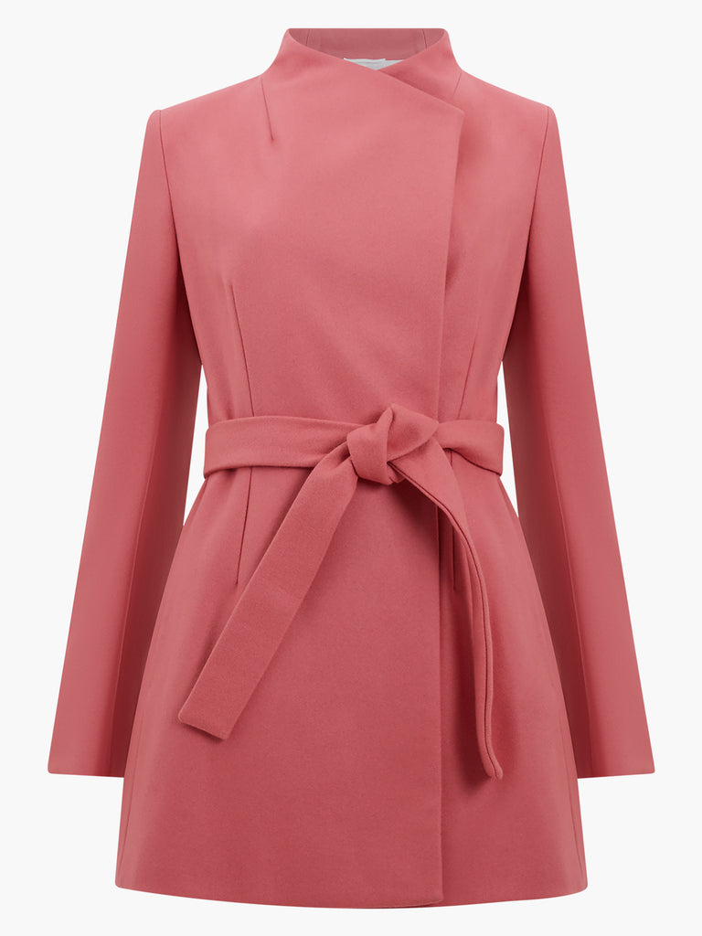 Platform Felt Crossover Coat Desert Rose Pink | French Connection UK