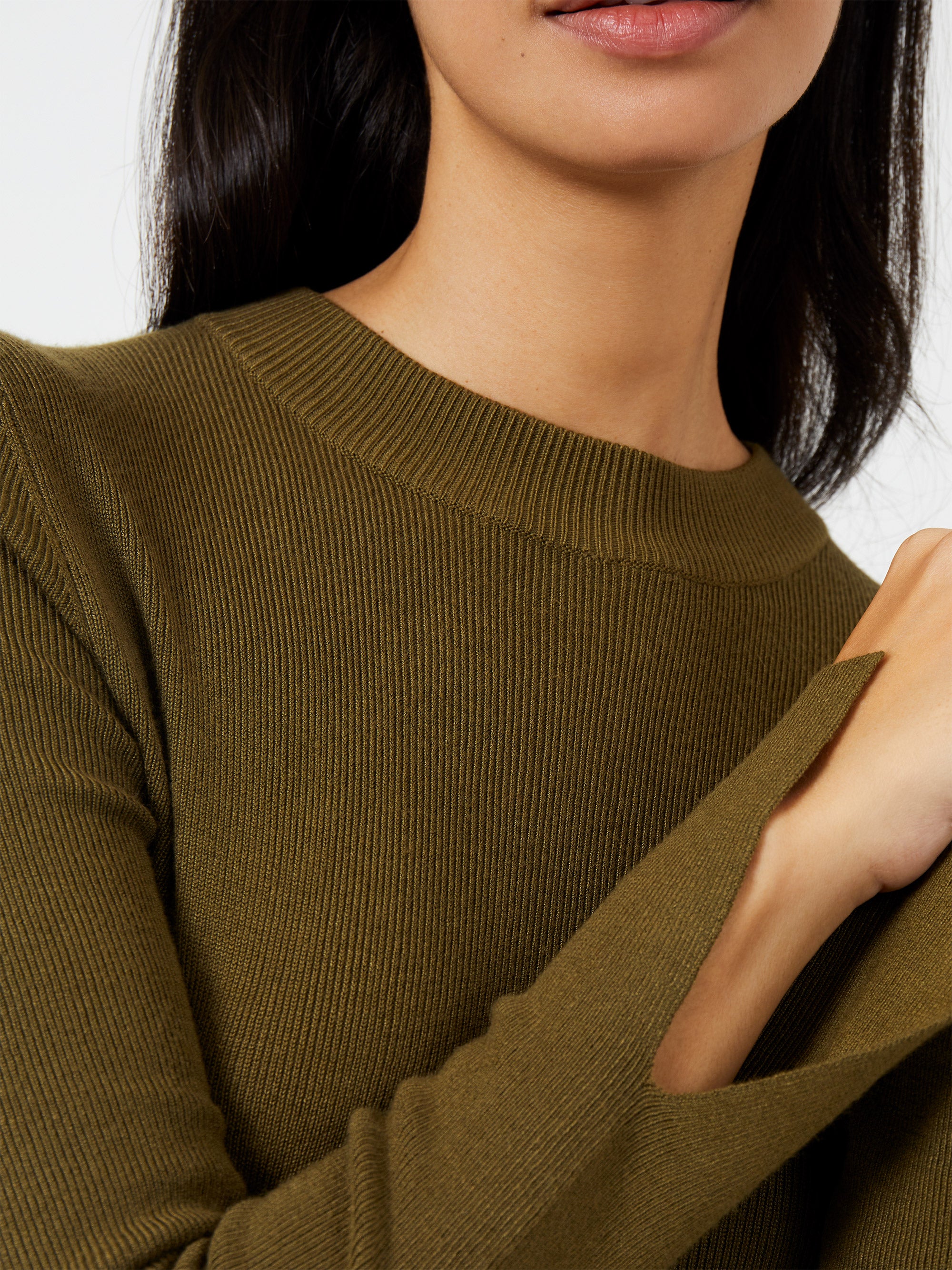 Turtle Rib Dress Mid Khaki | French Connection UK