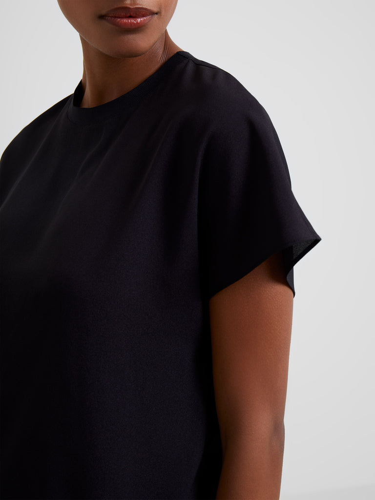 Crepe Light Crew Neck Top Black | French Connection UK