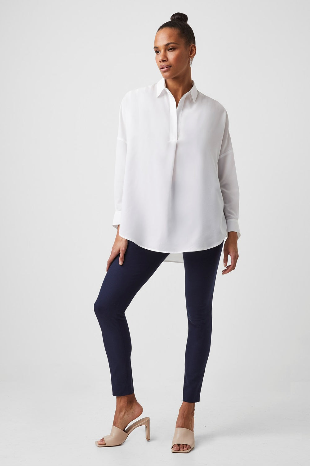 Rhodes Recycled Crepe Popover Winter White | French Connection UK