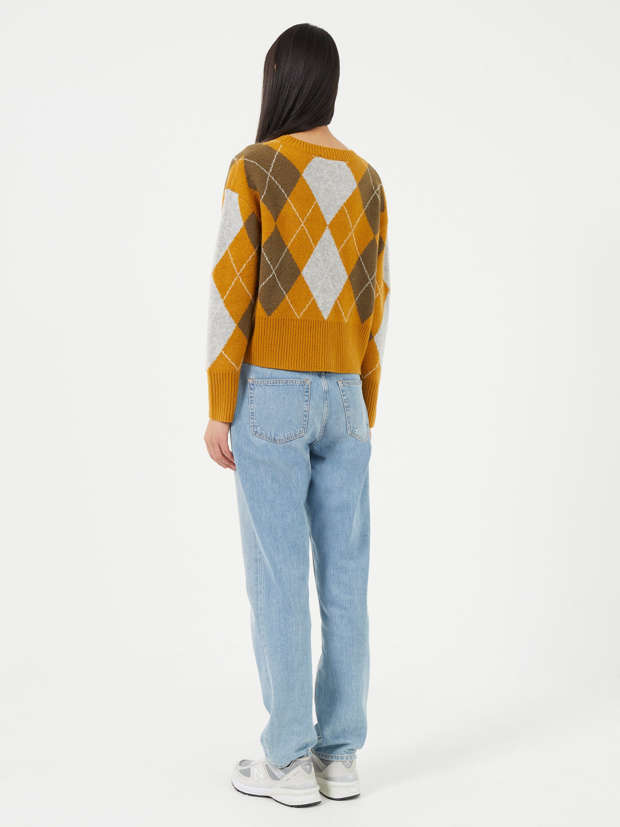 Lilija Babysoft Argyle Cardigan Gold/Grey Mel/Beech | French Connection UK