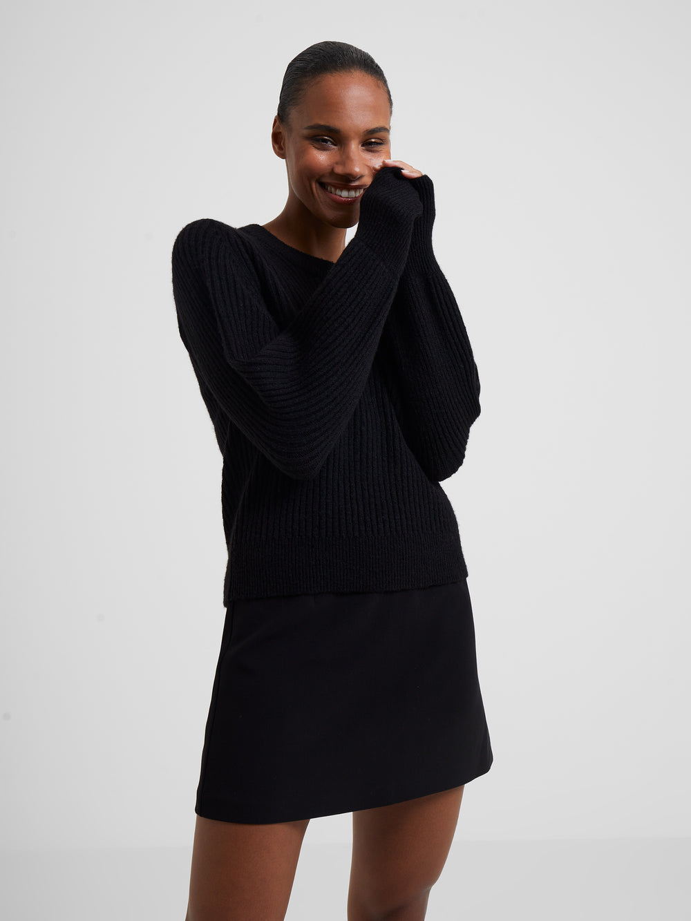 Vhari Knit Rib Crew Neck Sweater Black | French Connection UK
