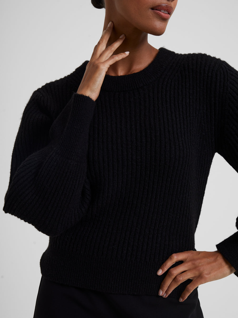 Vhari Knit Rib Crew Neck Sweater Black | French Connection UK
