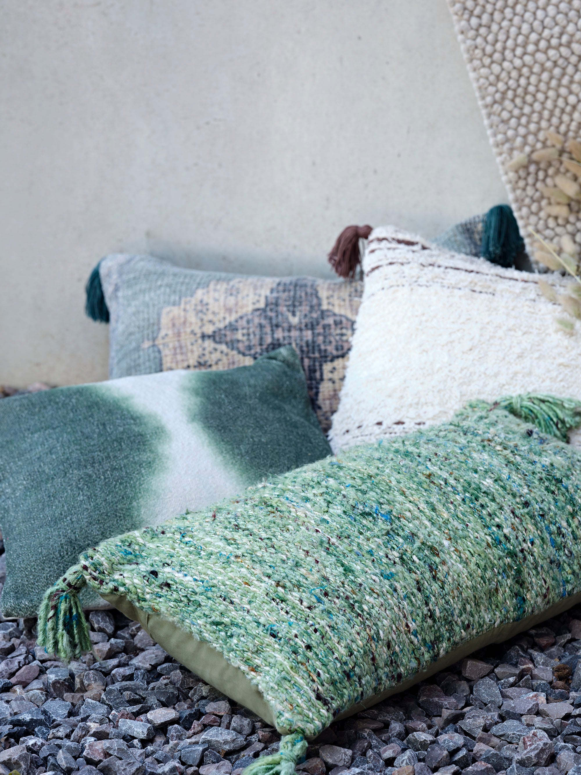 Green Recycled Sari Cushion Green | French Connection UK