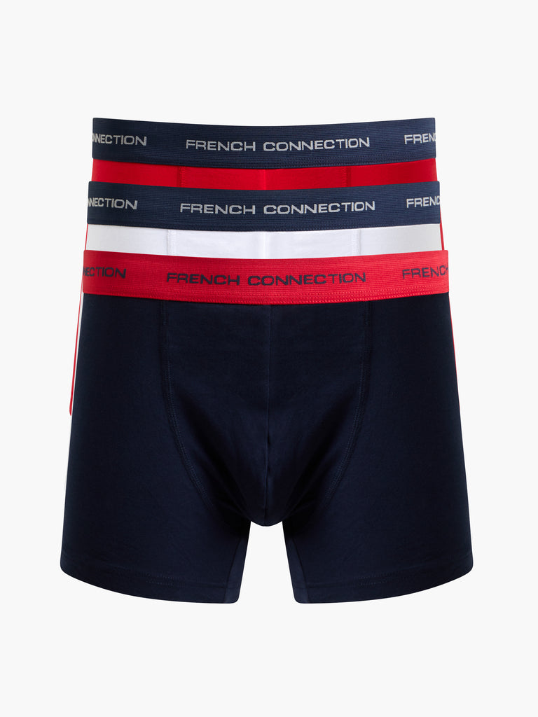 3 Pack Fc Boxer White/Red/Navy | French Connection UK
